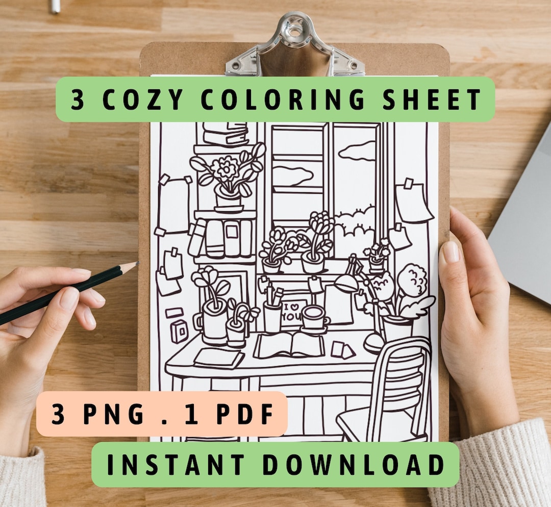 Cozy Spaces Coloring Pages for Adults Stress Relief Therapy - Etsy