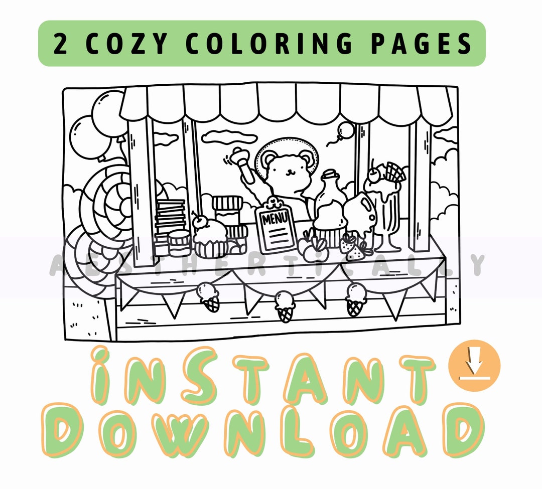 2 Cute Printable Coloring Pages - Etsy