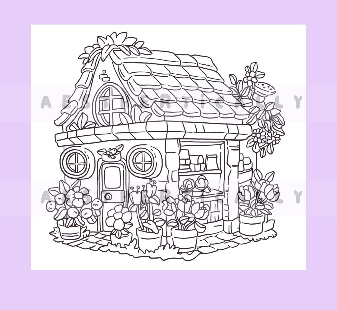 Cozy Building Coloring Pages for Adult Coloring for Relief Stress ...