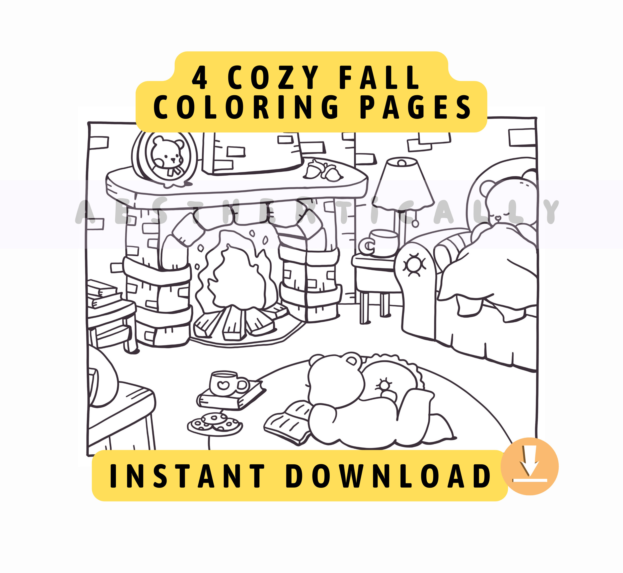 Cozy Coloring Book for Adult Cottage Core Pages Fall Coloring Autumn ...