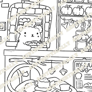 Adult Coloring Page : Cozy Bear Cafe - Etsy