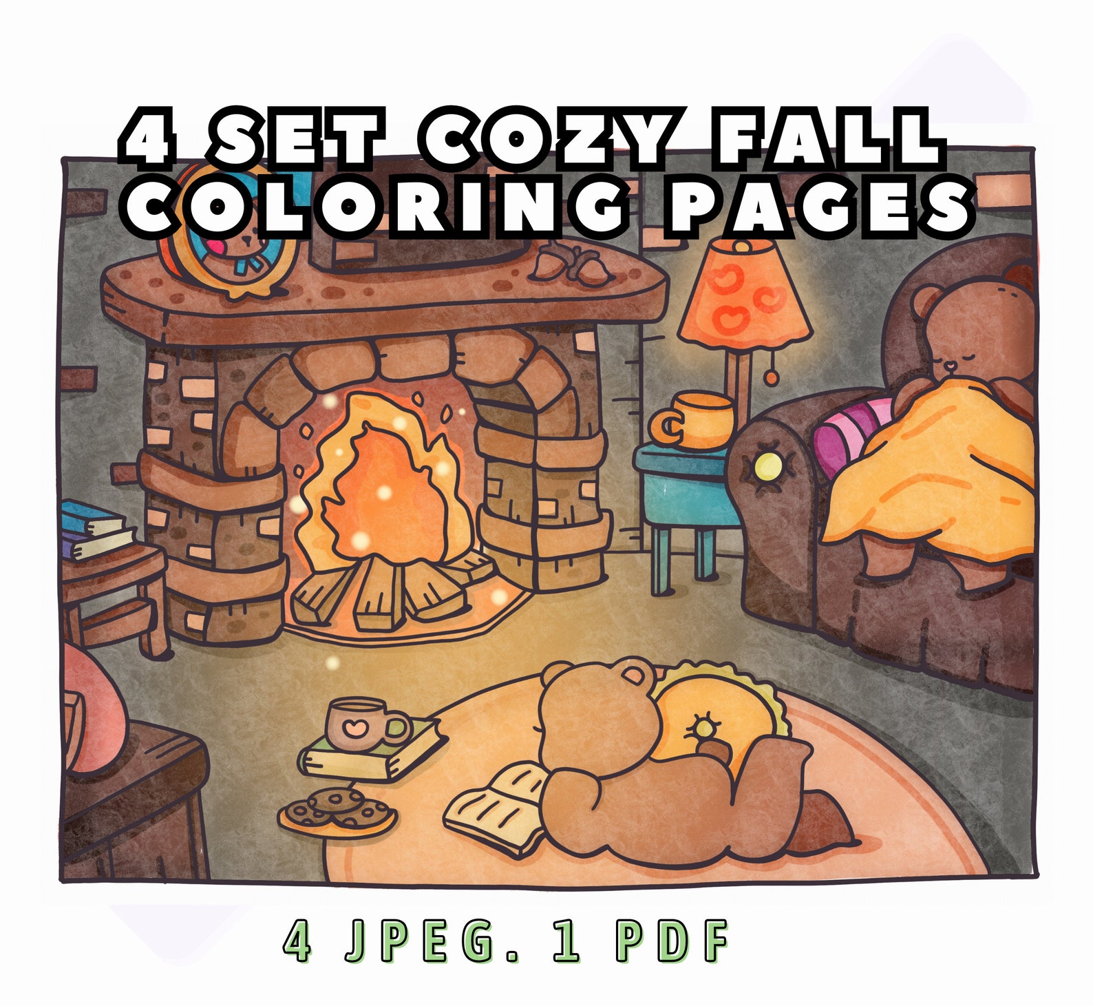 Cozy Coloring Book for Adult Cottage Core Pages Fall Coloring Autumn ...