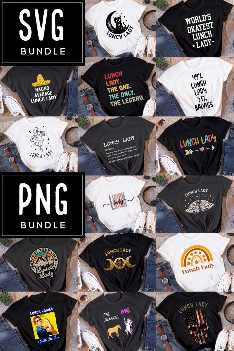 Lunch Lady SVG, Lunch Lady PNG, PNG for Sublimation 16 Designs Tshirt ...