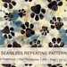Watercolor Seamless Pattern Dog Digital Paper, Paw Print, Puppy Paw ...