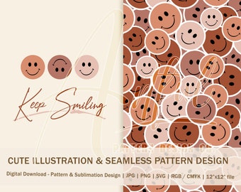 Trippy Smiley Faces Seamless Repeat Pattern 90s Y2k - Etsy