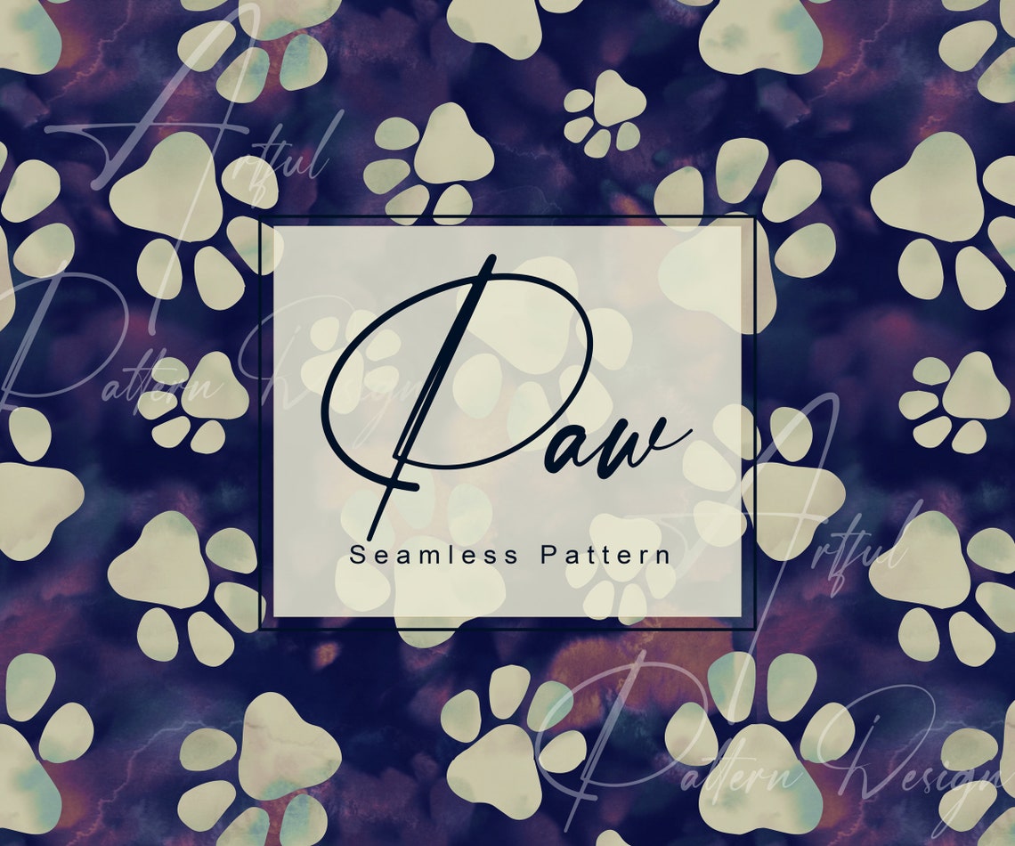 Watercolor Seamless Pattern Dog Digital Paper, Paw Print, Puppy Paw ...