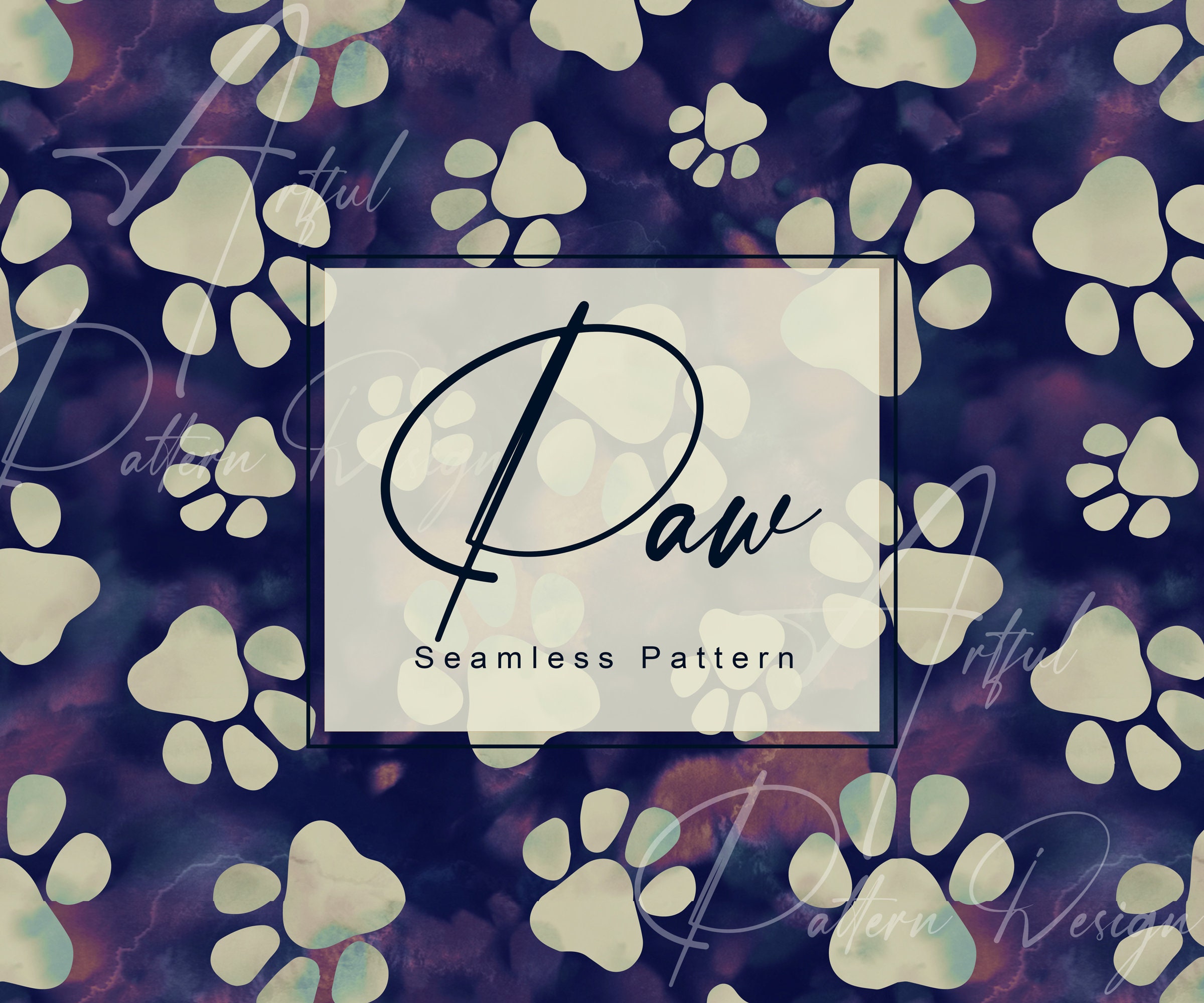 Watercolor Seamless Pattern Dog Digital Paper, Paw Print, Puppy Paw ...