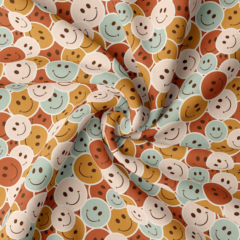 GROOVY RETRO Retro Happy Face Seamless Pattern Smile Face - Etsy