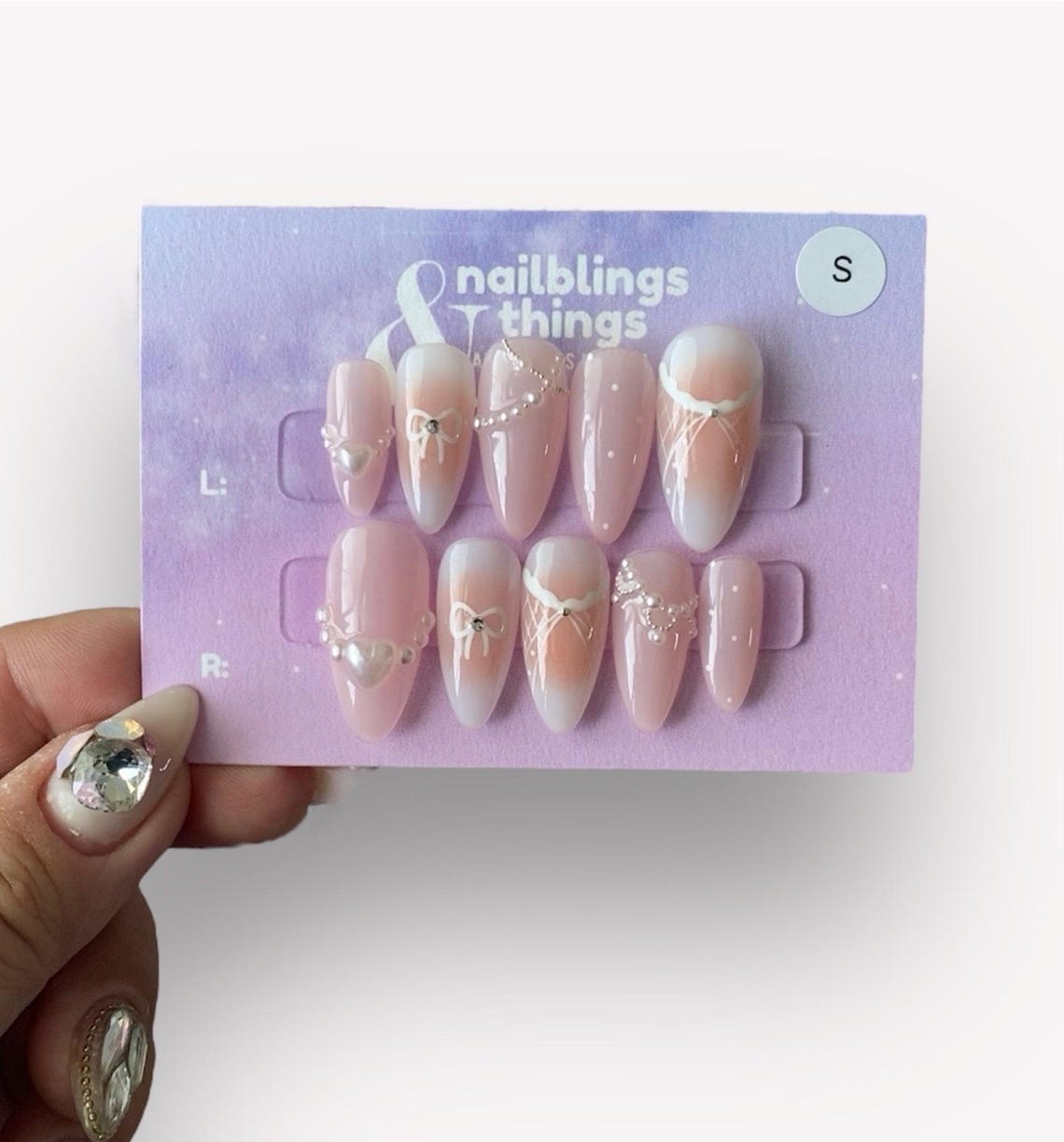 Soft Lace Coquette || Korean Press on Nails || Reusable Nails - Etsy