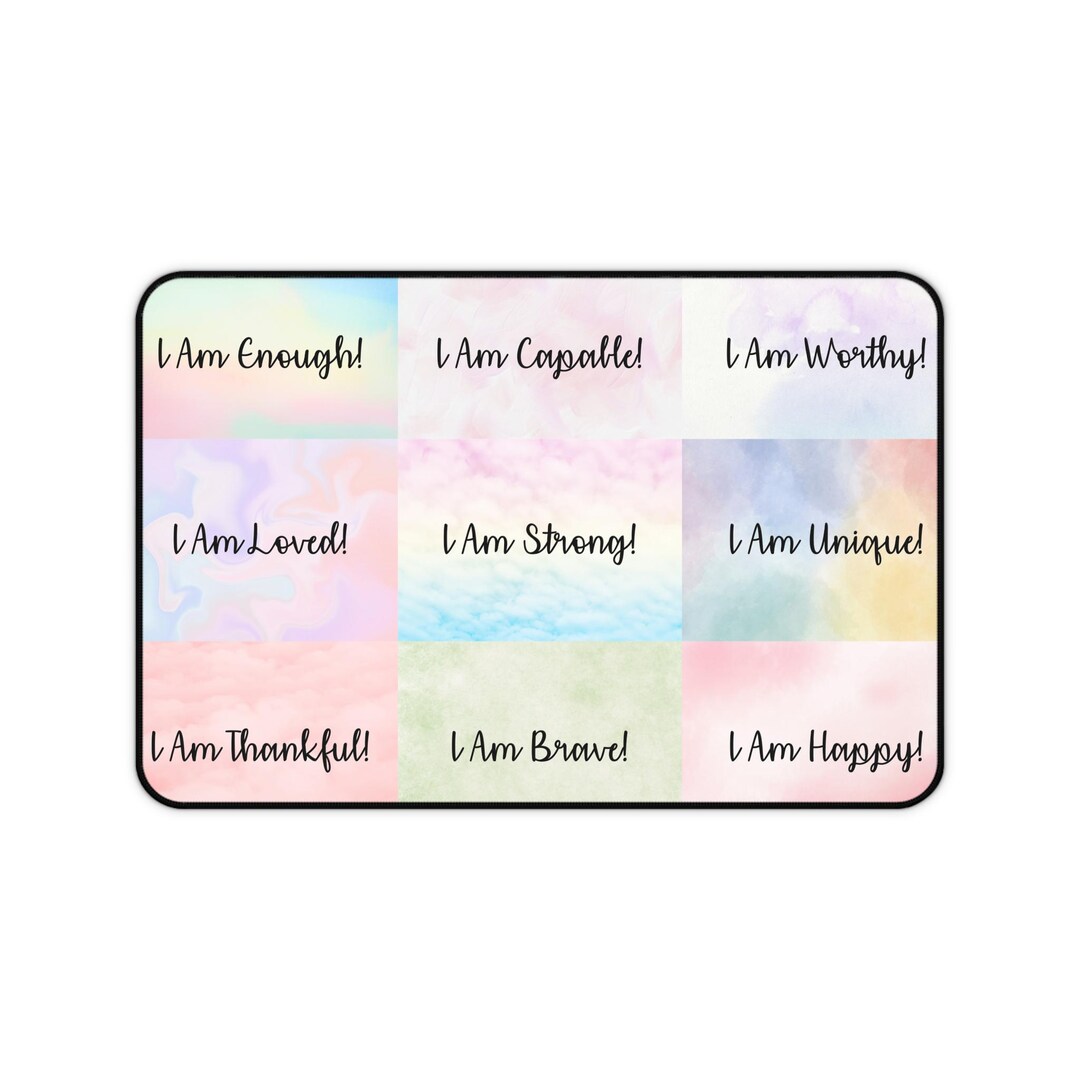 Positive Affirmations Desk Mat Motivational Pastel Mouse Pad for Office ...