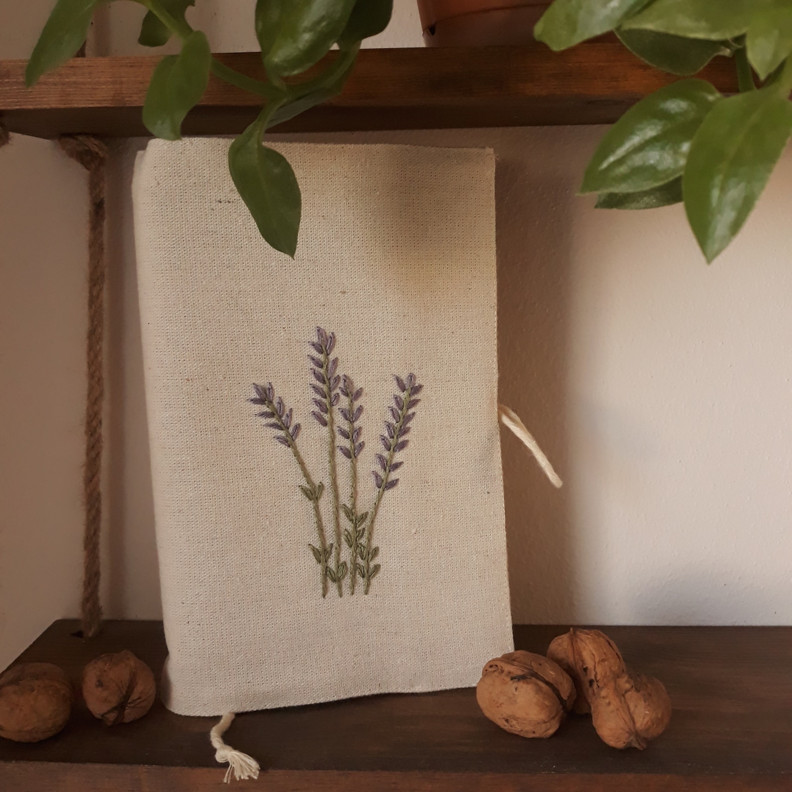 Lavender Book Case Book Cover Linen Embroidery Cloth - Etsy