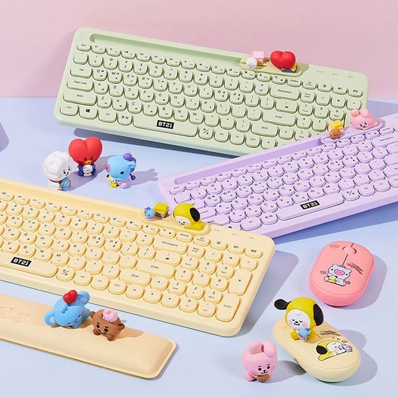 BT-21 Korean Idol Wireless Keyboard Pink Purple Blue Yellow | Etsy
