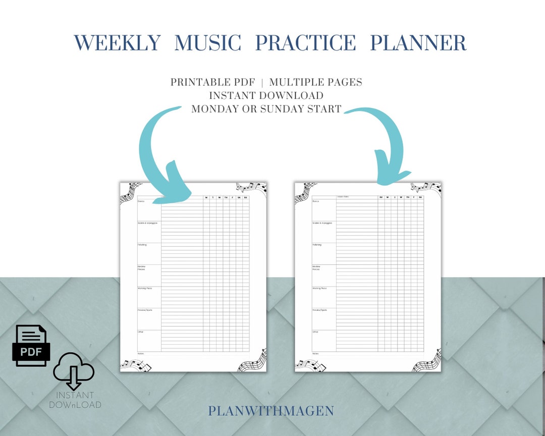 Music Practice Tracker | Printable Music Lesson Planner | Piano Violin ... Music Practice Tracker | Printable Music Lesson Planner | Piano Violin ...