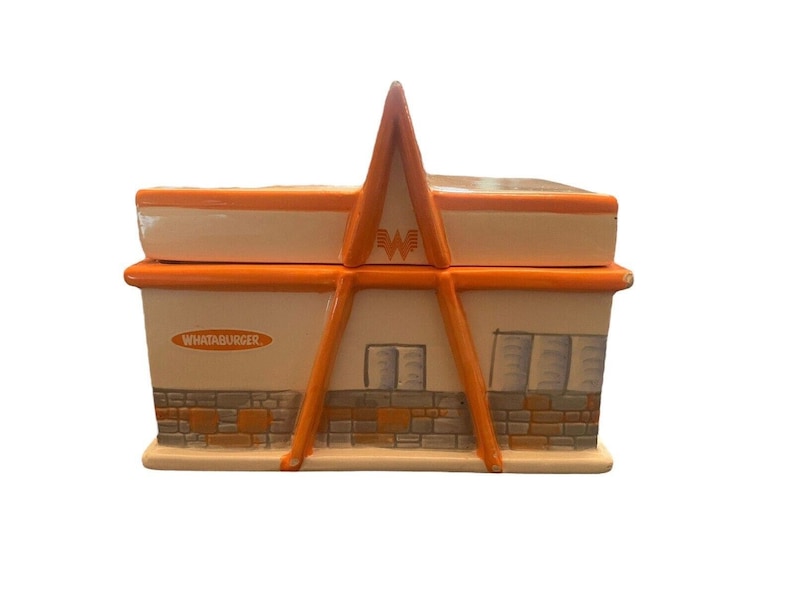 Extremely Rare Whataburger Ceramic Trinket Condiment Cookie Jar **READ ...