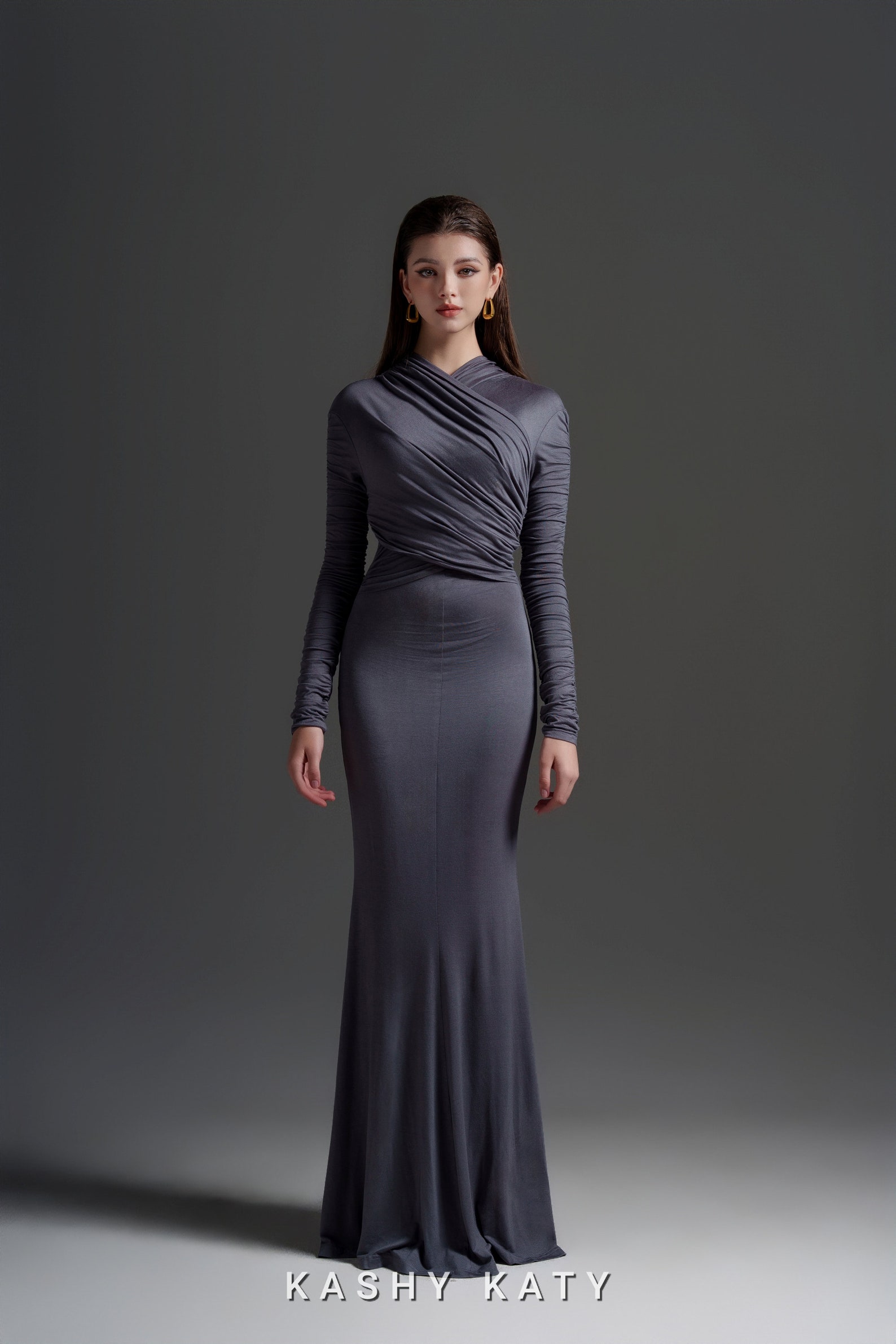 Glamorous Crisscross Gathered Gown Mermaid Hem Dress for Women, Arya ...