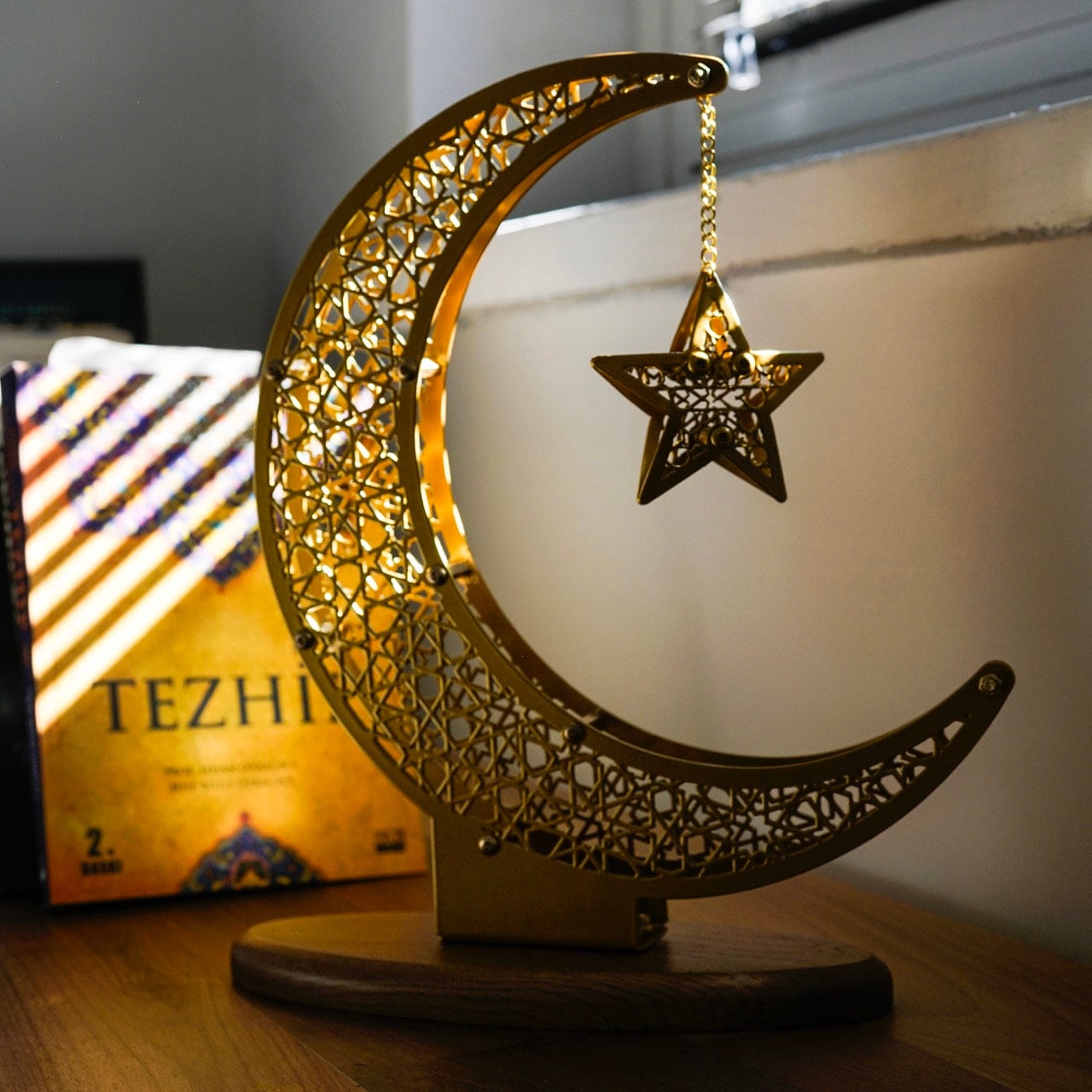 Crescent Moon Ramadan Decor for Table Eid Decoration 3D Metal Ramadan ...