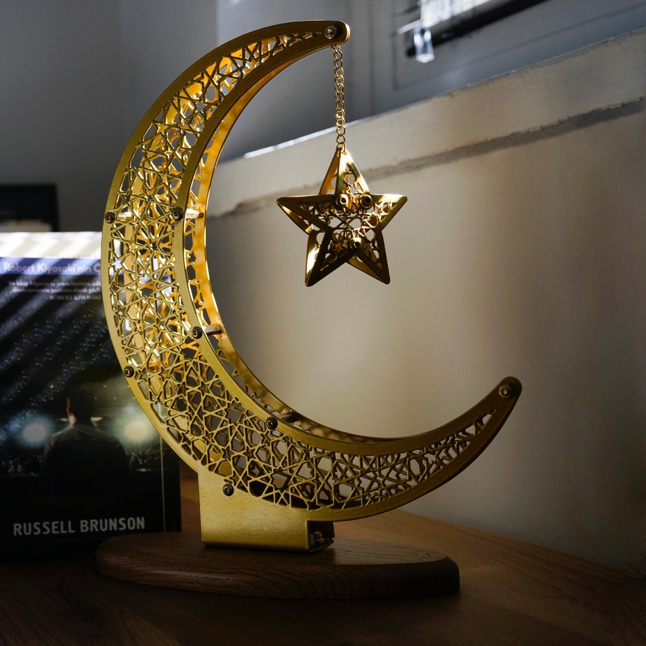 Crescent Moon Ramadan Decor for Table Eid Decoration 3D Metal Ramadan ...