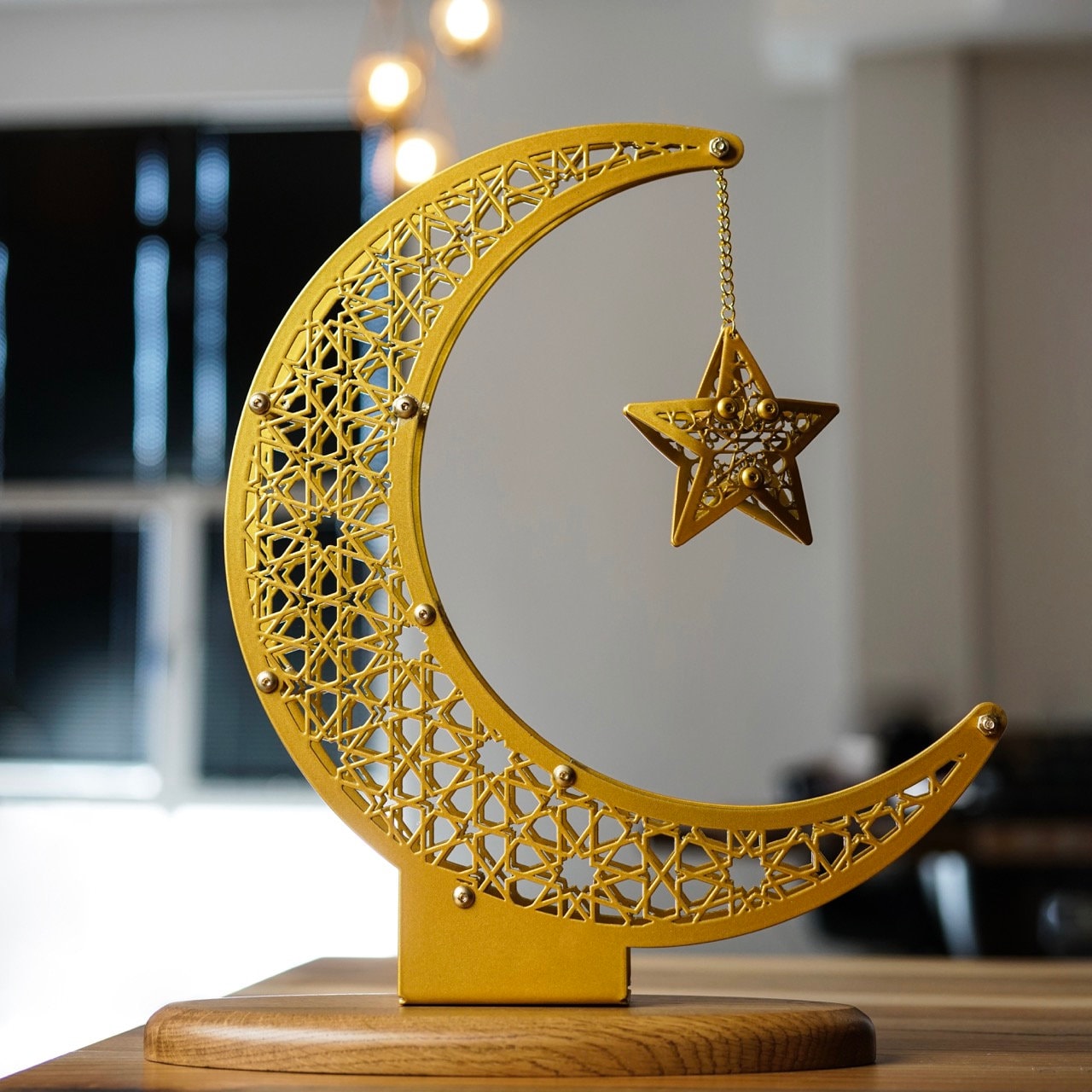 Crescent Moon Ramadan Decor for Table Eid Decoration 3D Metal Ramadan ...