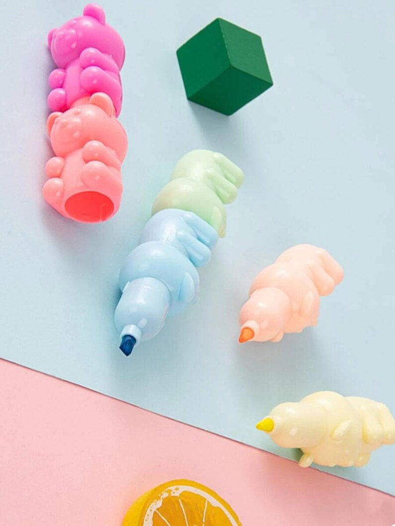 Stackable Bear Rainbow Highlighter Set Pastel Highlighters - Etsy Canada