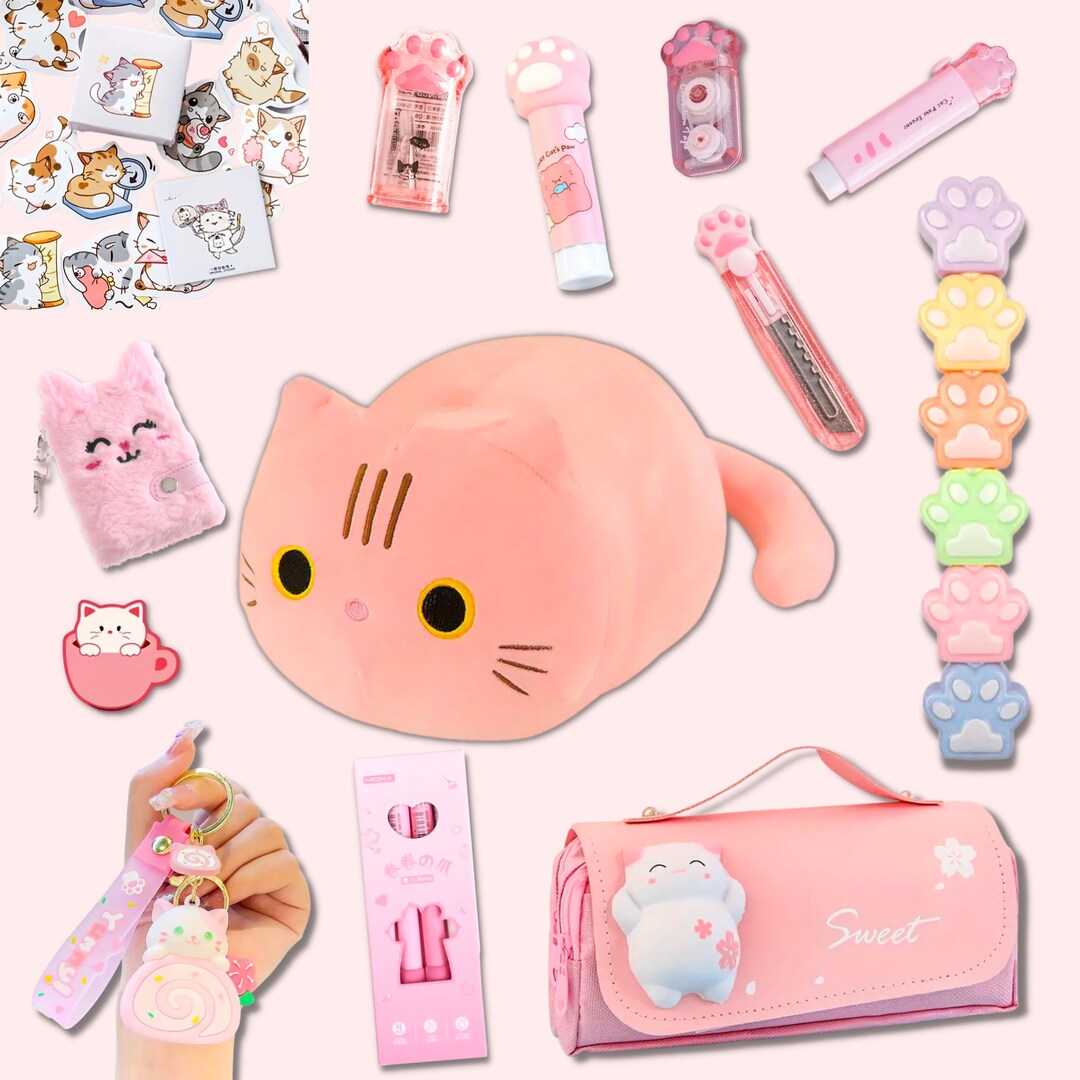 Cute Kawaii Pink Cat Gift Box Set 109pc Pink Present Bundle - Etsy