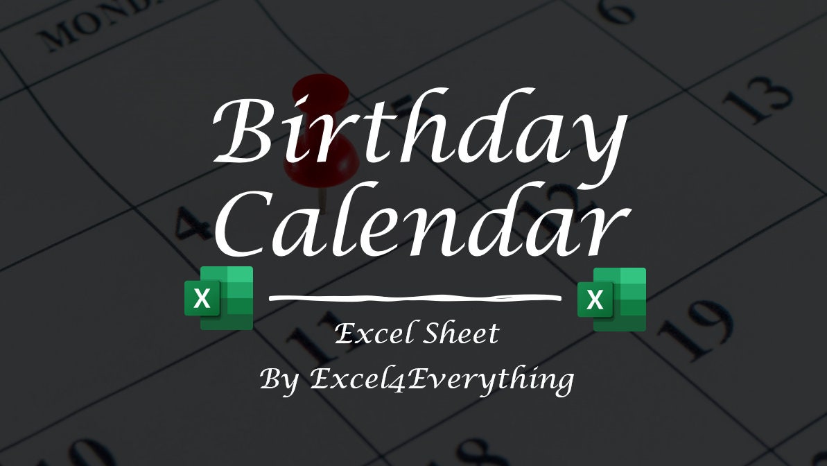Birthday Calendar Excel Sheet - Etsy