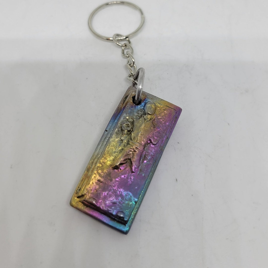 Bismuth Rainbow Han in Carbonite Keychain 60g - Etsy