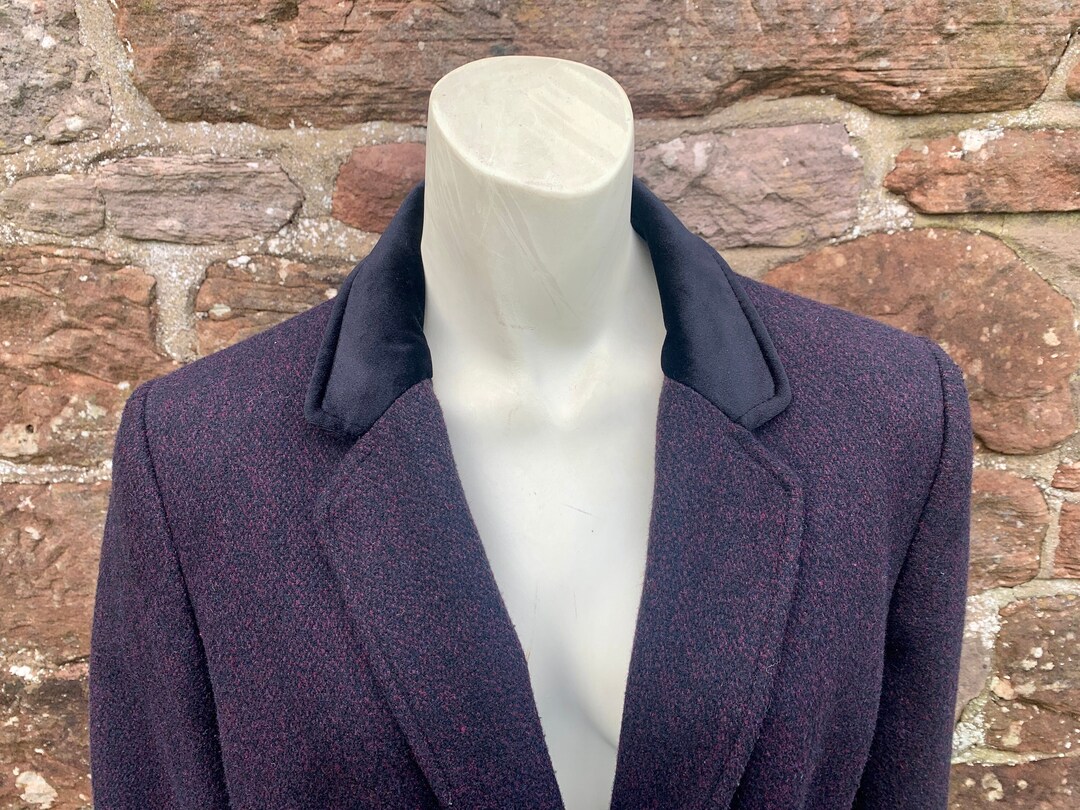LADIES HACKING JACKET Vintage 2 Button, Black and Plum Coloured Wool ...