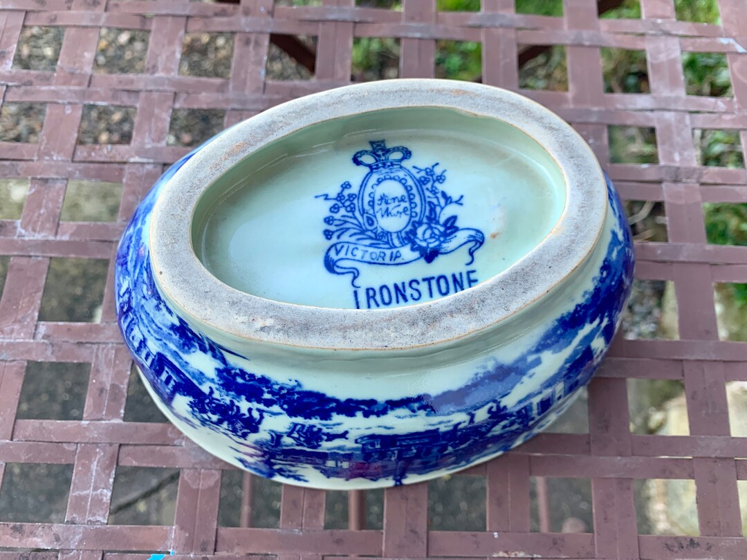 Antique VICTORIA WARE Blue & White Ironstone Jelly or Fish Mould ...
