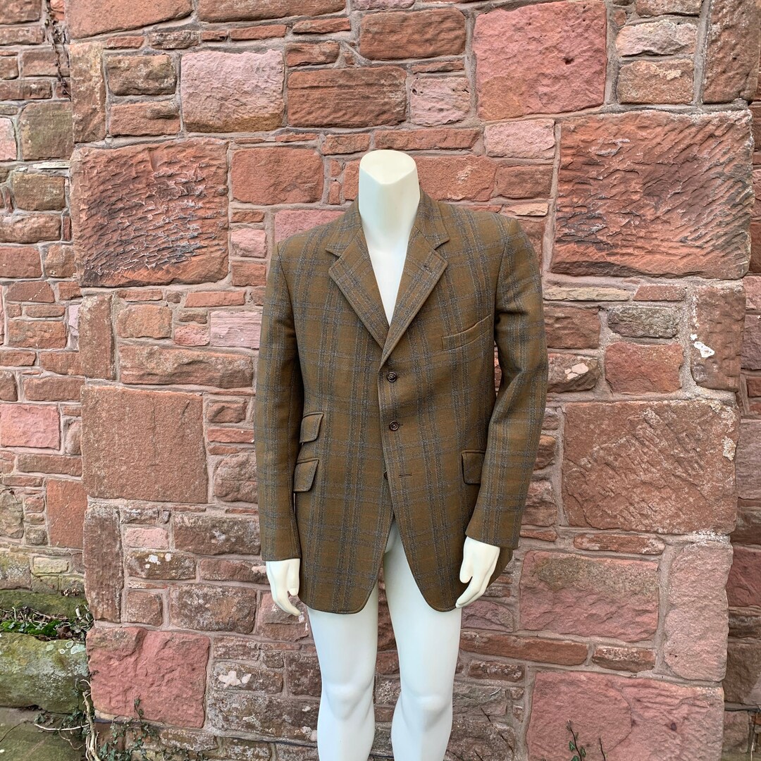 VINTAGE HACKING JACKET / English 3 Button Check Equestrian Hacking ...