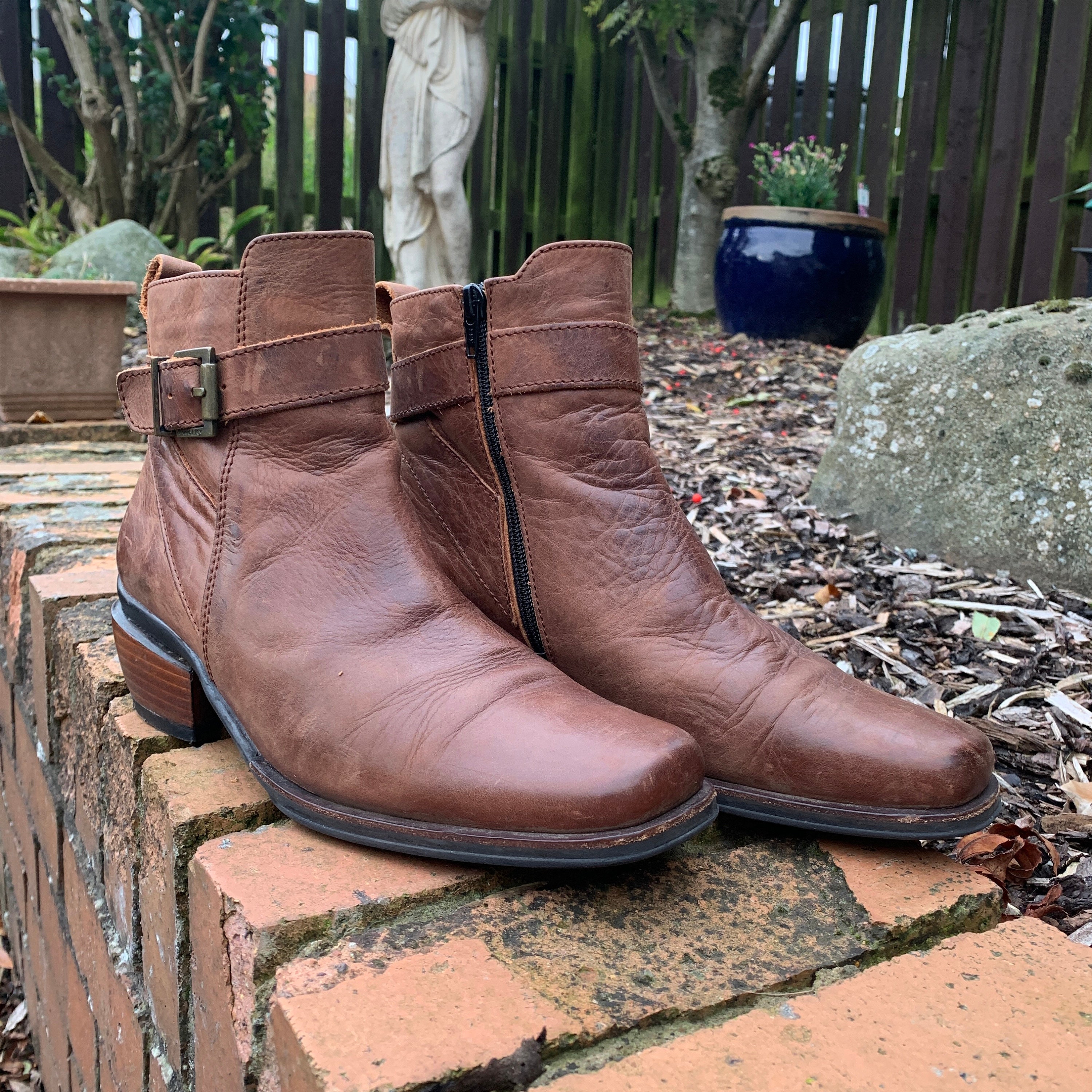 Retro 90's Ladies Brown Leather Cuban Heeled Gaucho or - Etsy