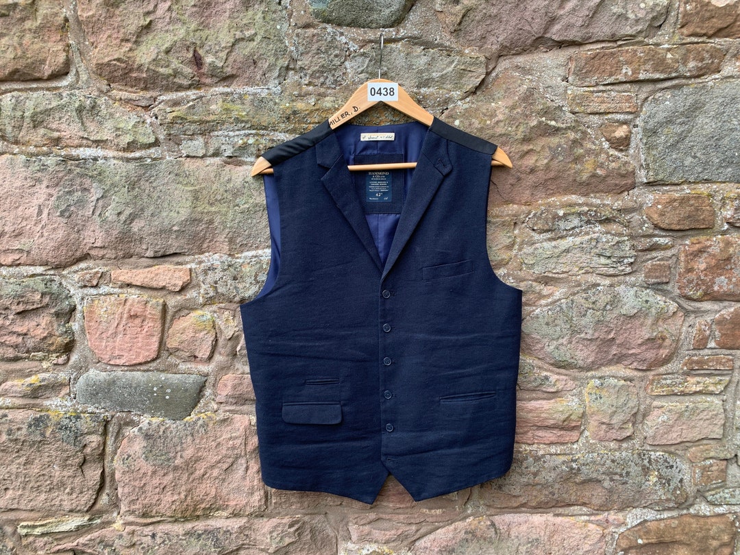 VINTAGE WAISTCOAT - Gentleman's Workman Linen Style Vest Circa 1990s ...