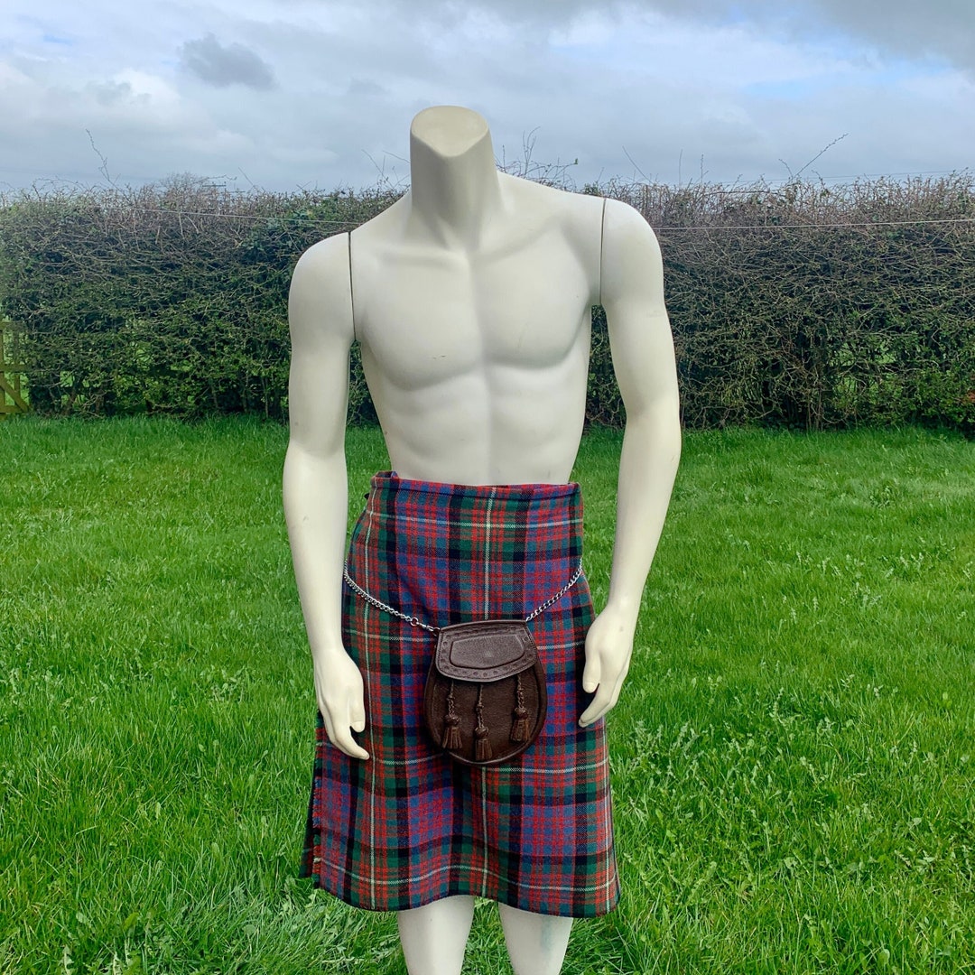 SCOTTISH Kilt & Sporran Real Vintage Heavyweight Superb Quality Tartan ...