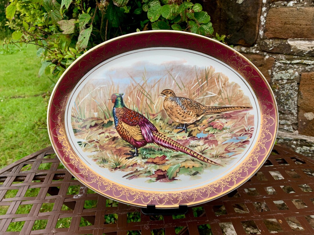 DECORATIVE PHEASANT PLATTER - Vintage Lightwood & Sons Ltd of Birmingham England Platter ...