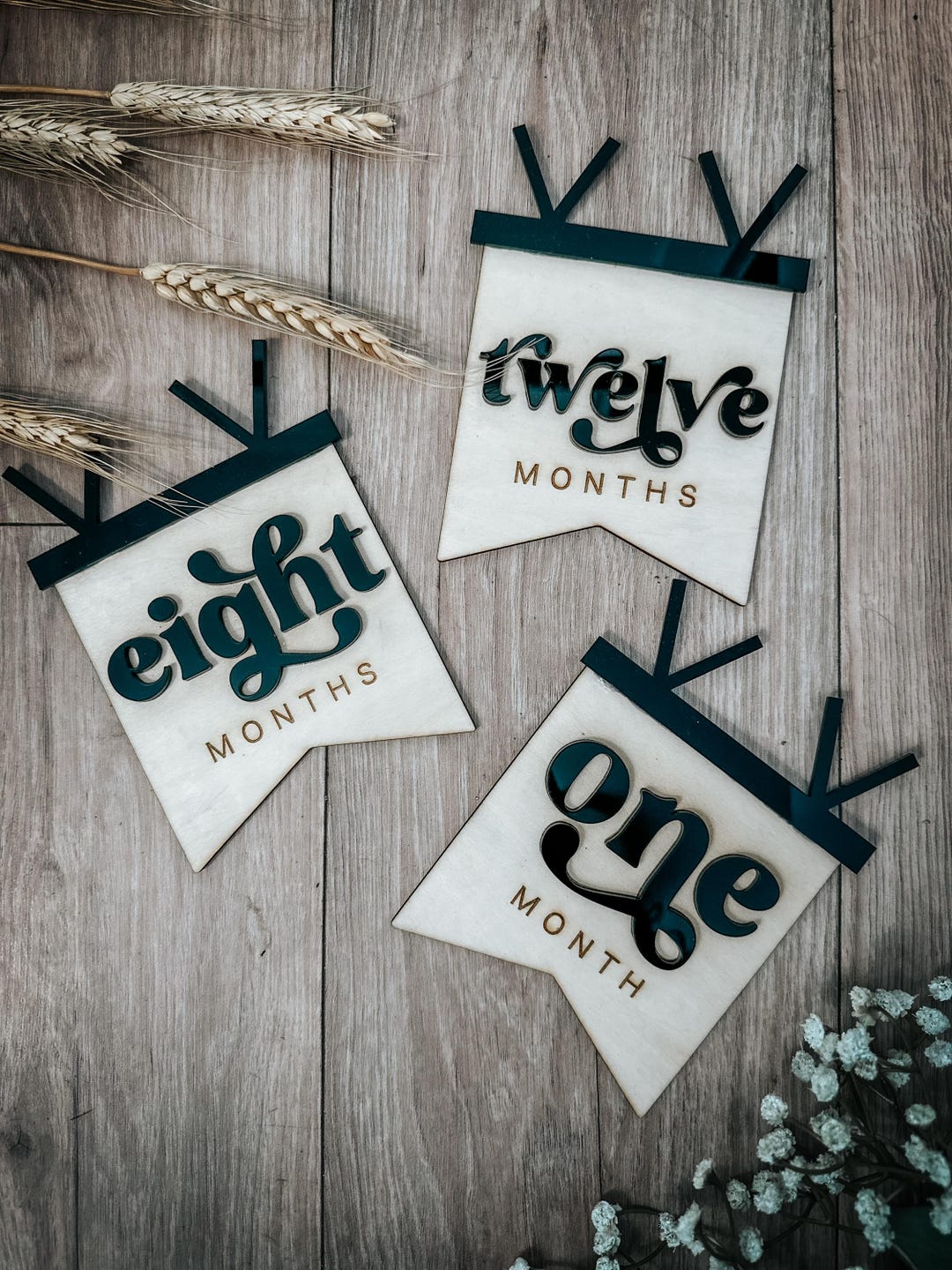 Wood and Acrylic Baby Monthly Milestone Banners – Stylish Baby Photo ...