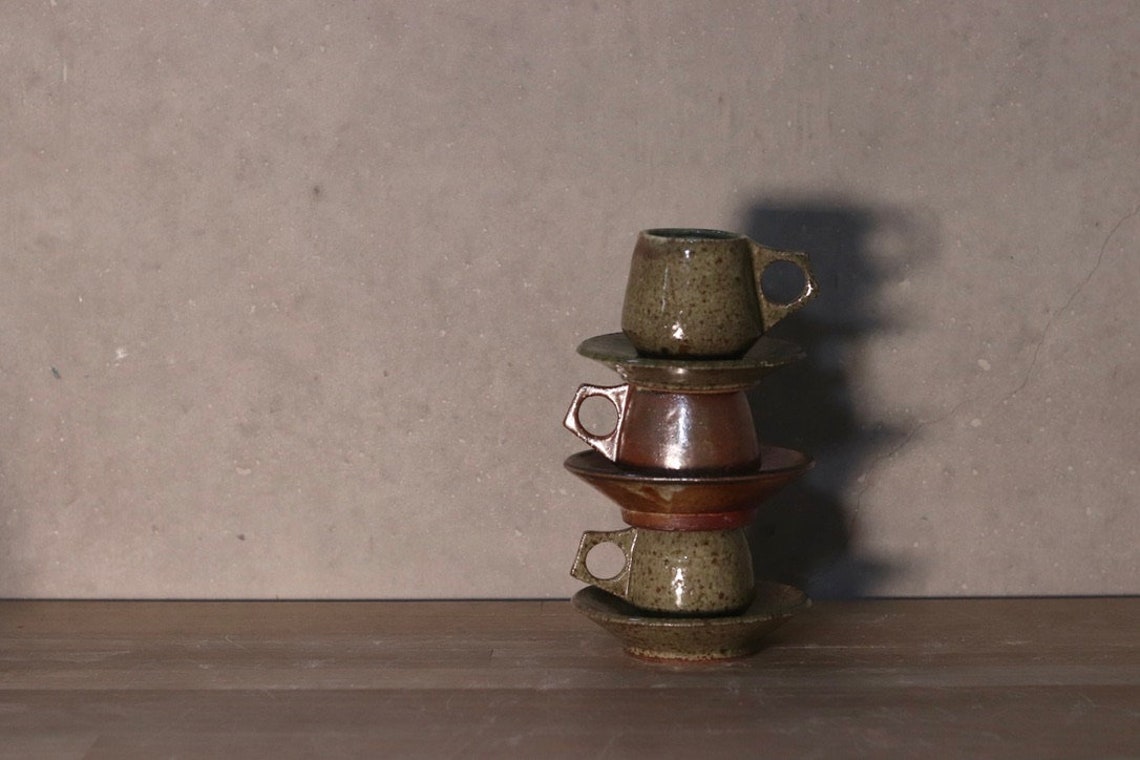 Handmade Espresso Cup and Saucer Ash Green - Etsy