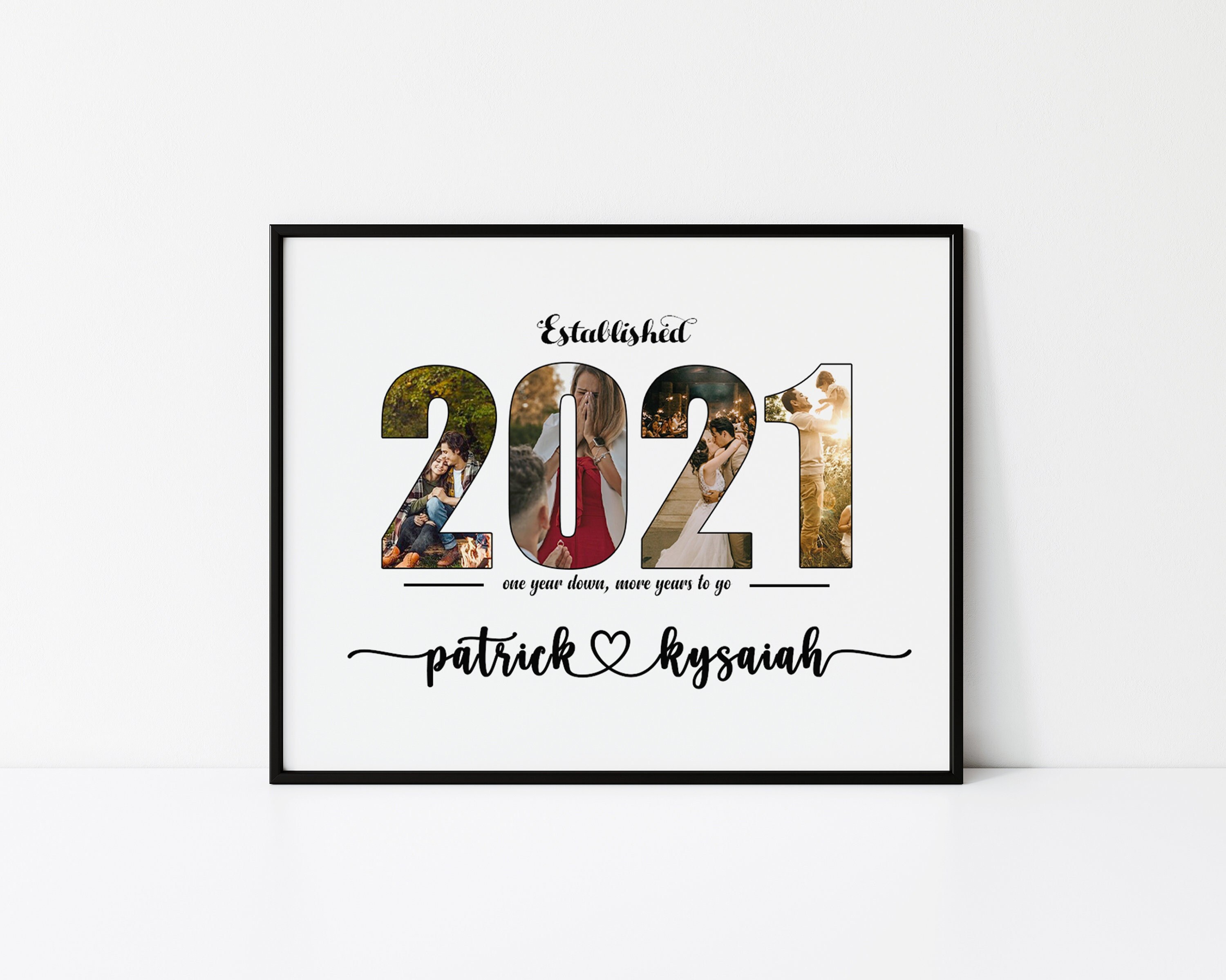 Personalize 1st Year Anniversary Photo Collage Gift, Number Photo ...