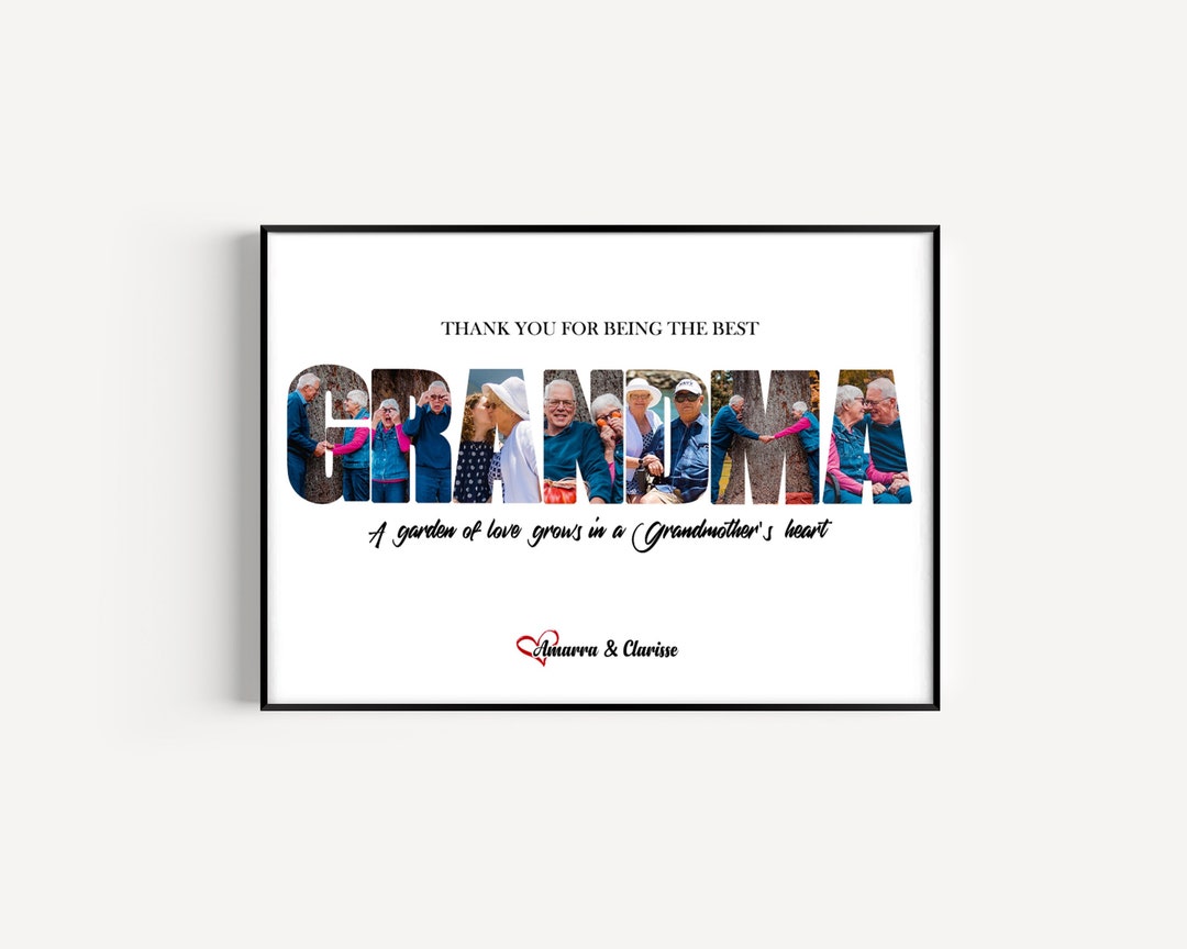 Personalized Grandma Photo Collage, Grandmother Picture Collage, First ...