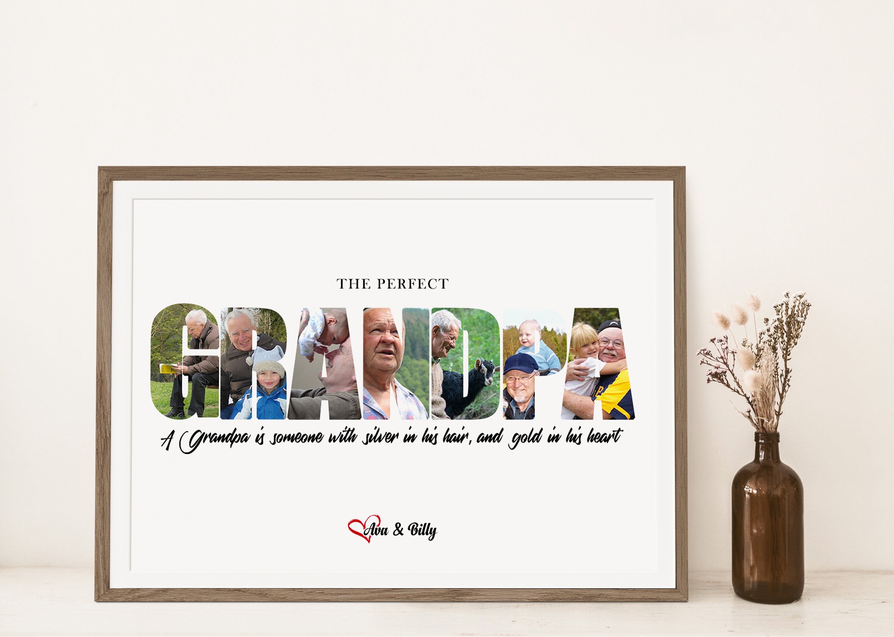 Grandfather Picture Collage, Grandpa Photo Collage, Gift for Grandpa ...