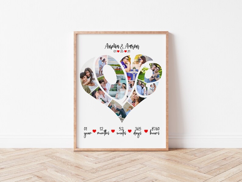 Personalize 1st Year Anniversary Photo Collage Gift, 1 Year Anniversary ...
