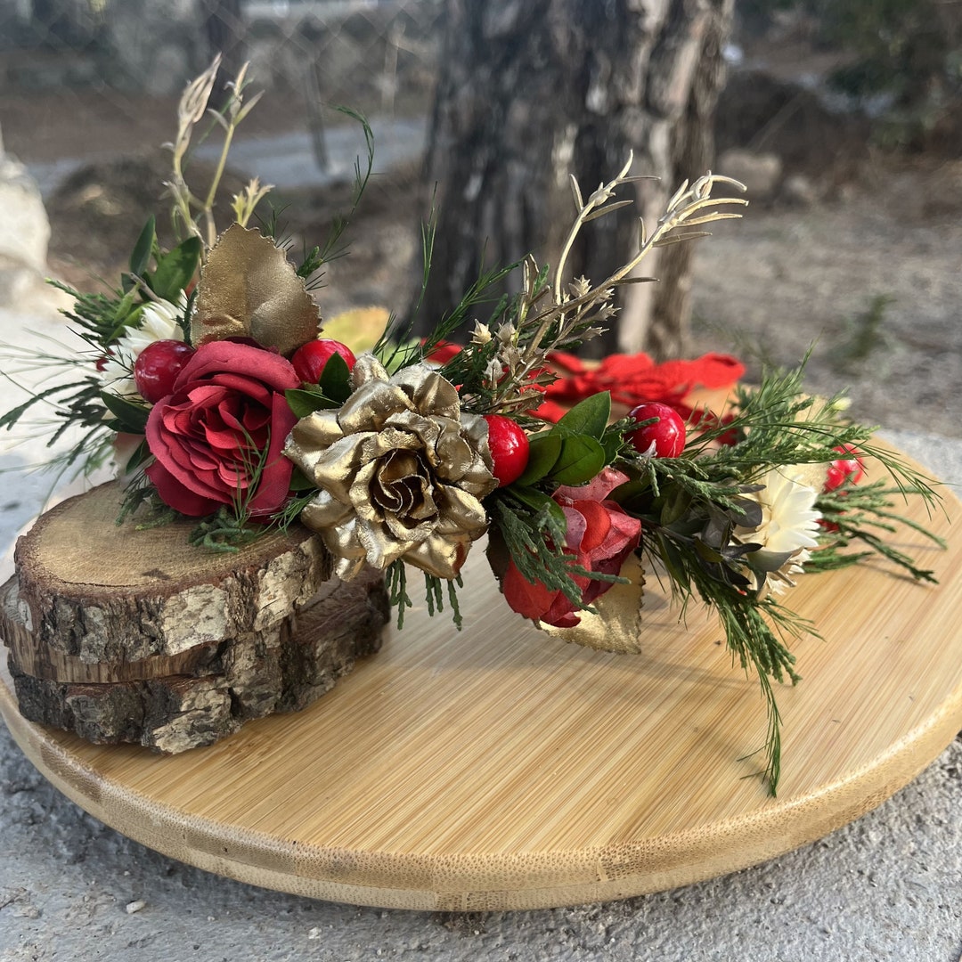Christmas Flower Crown Wreath, Christmas Hair Accessory, Christmas Gif ...