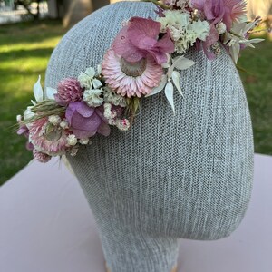 Soft Pink Flower Crown, Boho Hair Wreath, Rustic Wedding Crown, Girl ...