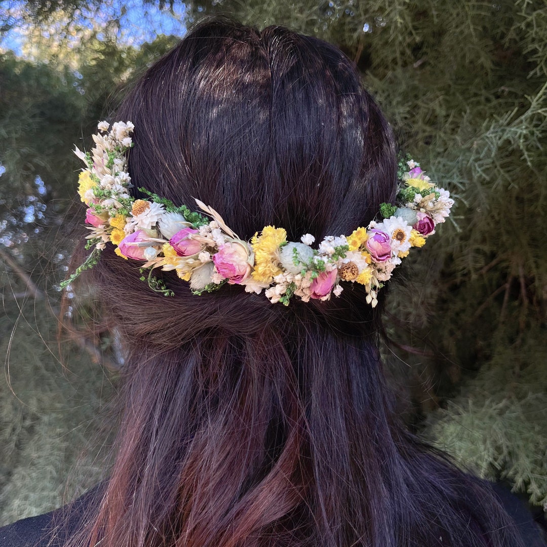Natural Flowers Half Flower Crown, Half Hair Wreath, Boho&rustic Dried ...