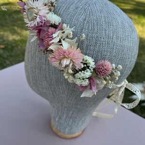 Soft Pink Flower Crown, Boho Hair Wreath, Rustic Wedding Crown, Girl ...