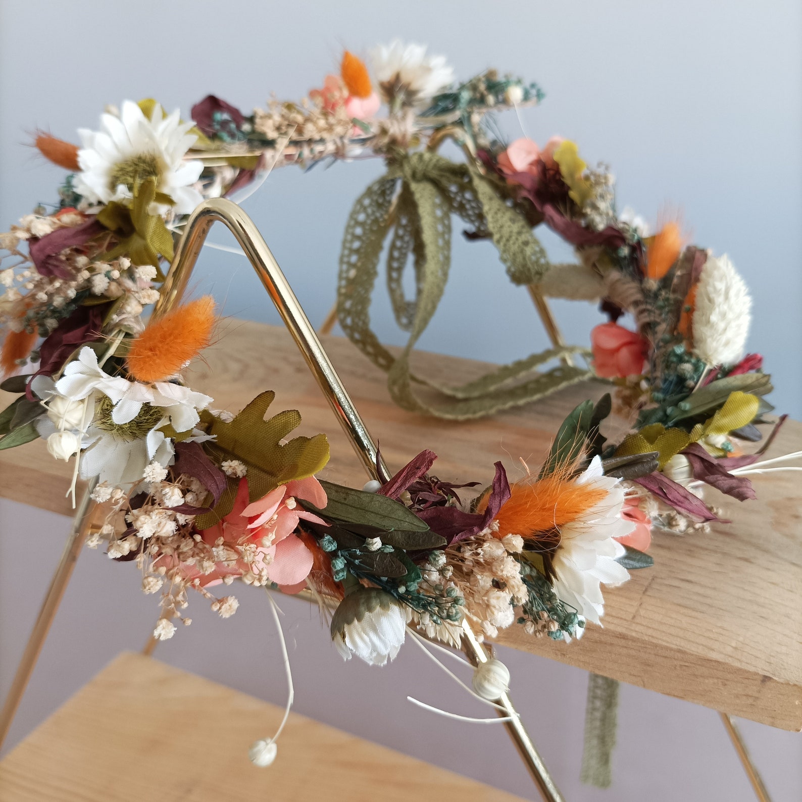 Dried Flower Crown Rustic Hair Wreath Boho Wedding Crown - Etsy
