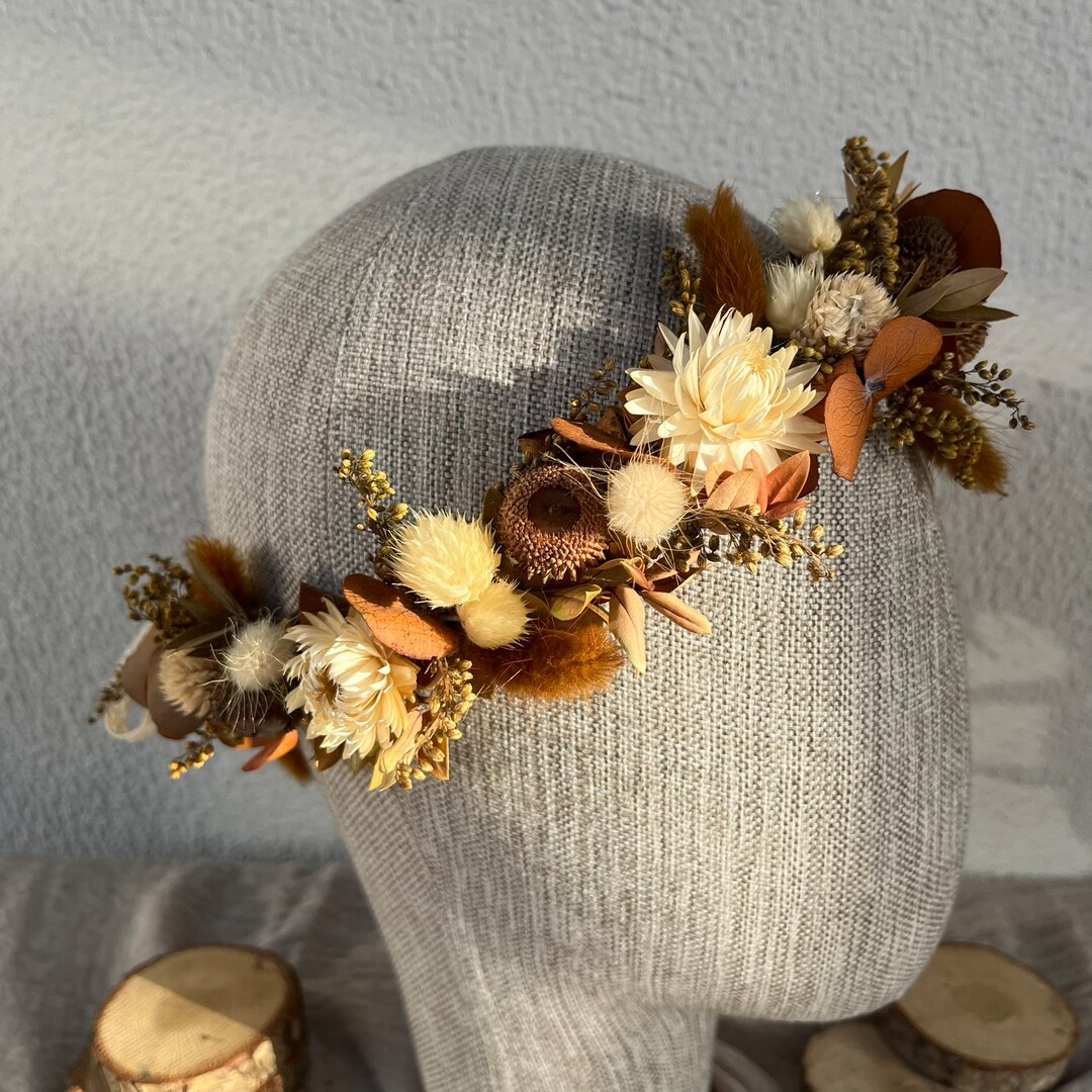 Autumn Dried Flower Crown, Rustic&boho Wedding Crown, Bridesmaid Wreath ...
