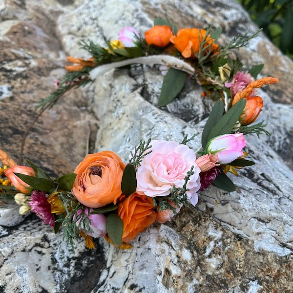 Orange Flower Crown - Etsy