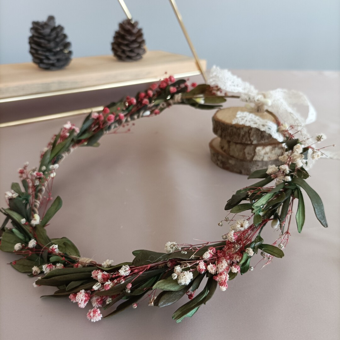 Dried Flower Crown, Rustic Hair Wreath, Boho Wedding Crown, Buttercup ...