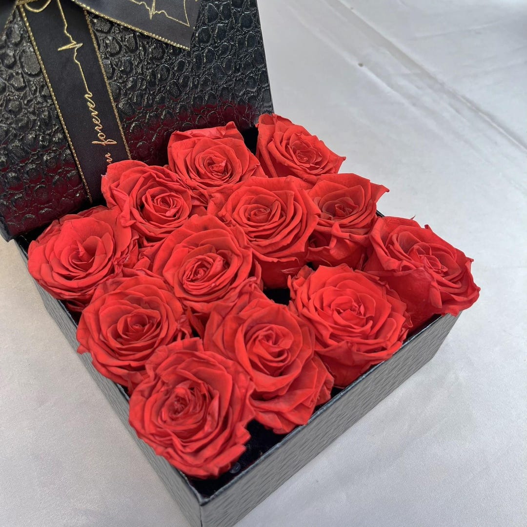 Preserved Red Rose Valentine's Day Gift Box, Dried Real Rose Gift Box ...
