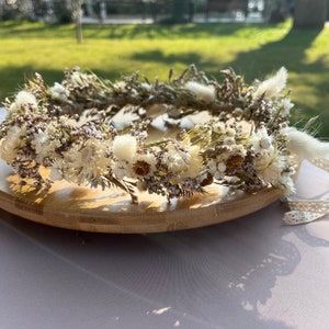 Natural White Flower Crown, Rustic Floral Wreath, Boho Wedding Crown ...