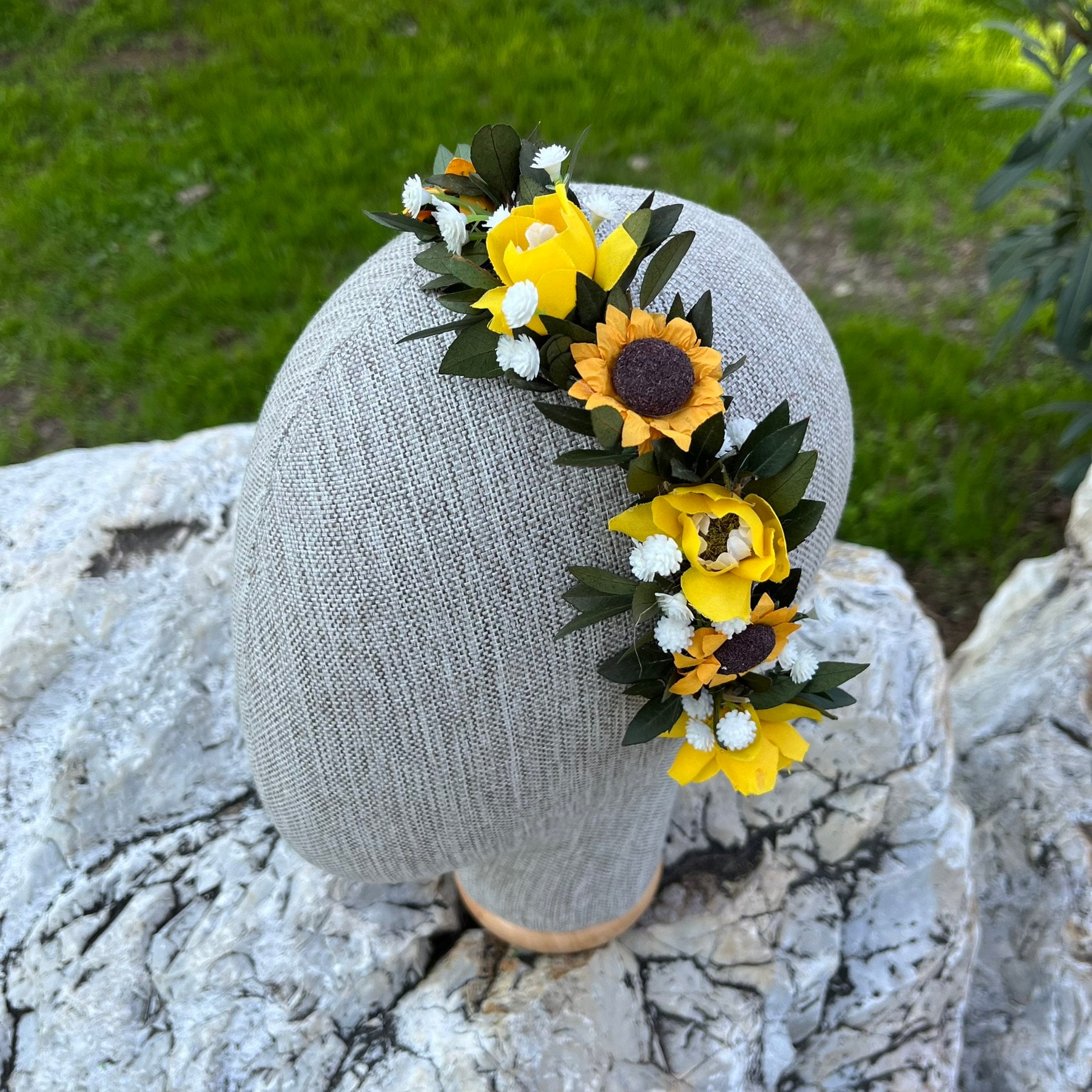Sunflower Crown Headband: Rustic Wedding Flower Girl Hair Piece - Etsy